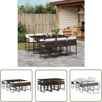 vidaXL 7-tlg. Garten-Essgruppe mit Kissen Braun Poly Rattan - Gartenm&ouml;bel - Essgruppe - Outdoor M&ouml;bel - Terrassenm&ouml;bel - Rattan Gartenm&ouml;bel - The Living