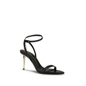 Tom Ford Womens Goatskin Pointed Ankle-Strap Stiletto Sandal Black