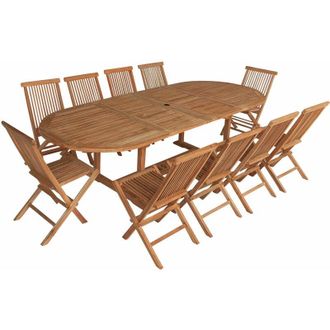Happy Garden Happy Garden - Salon de jardin en teck lombok - table ovale extensible - 10 places
