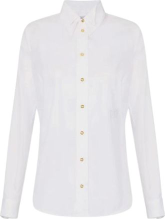 Elisabetta Franchi Femme, Blouses et Chemises, Blanc, Taille: 40 FR Ca12561E2.100 Cotton Shirt