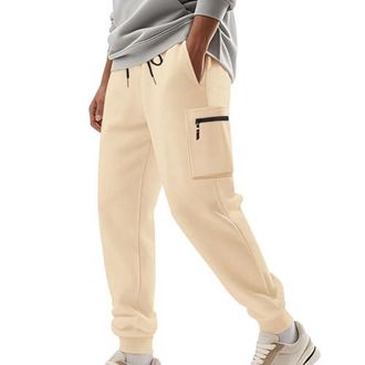 Generic Pantalon de surv&ecirc;tement pour homme - Jambe longue - Revers - Pantalon de travail cargo d&eacute;contract&eacute; - En coton - Pantalon de jogging relaxant - Pantalo