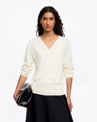 Arket Strickjacke Aus Merinowolle -Wei&szlig;