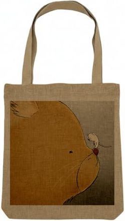 Fabulous Sac Shopping Tote Bag Aspect Lin - Chat et Souris Illustration Peinture Mignon Enfant - Sac de Courses Toile Epaisse 360g Beige Naturel Cabas Port&eacute; Ep