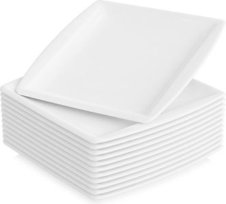 Malacasa Serie Blance, 12er Porzellan Teller Set, 10,25 CremeWei&szlig; Speiseteller, Gr&ouml;&szlig;er Flachteller, Essteller, Tafelservice f&uuml;r 12 Personen