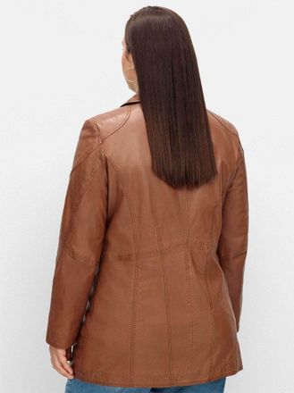 Sheego Allwetterjacke Leder-Jacke Langarm aus Lammnappa, mit Reverskragen