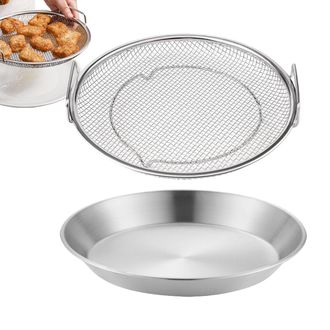 Generic Frittier&ouml;l-Abtropfgestell - Edelstahl-Frittiernetz, &Ouml;l- und Snackbeh&auml;lter | Frittier&ouml;lfilter aus Edelstahl mit Tablett, Serviertablett f&uuml;r frittierte 