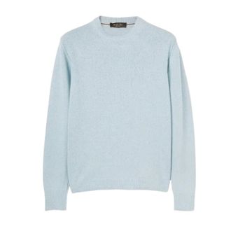 Loro Piana Seiden-Rundhalspullover mit weicher &Auml;sthetik - - Knitwear - Herren - Blau - 3XL