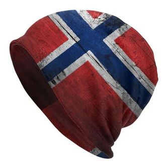 Generic Unisexe Bonnets De Ski Drapeau Norv&eacute;gien D&eacute;lav&eacute; Et Us&eacute; Bonnets Tricot&eacute; Mode Bonnet dhiver Classique Bonnet &Agrave; Revers pour Course Patinage Quotidien