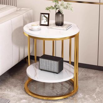 Generic Beistelltisch Gold, Couchtisch Rund, 15 Mm Dicke Holzplatten, 9 Stahlrohre Zur Unterst&uuml;Tzung Von Sofa, Wohnzimmer, Schlafzimmer, Balkon