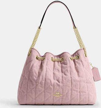 Coach Evelyn Schultertasche Aus Loved-Denim Mit Steppung Und Anh&auml;nger