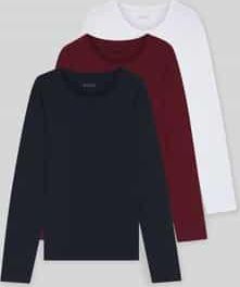 HUGO BOSS Regular Fit Langarmshirt aus reiner Baumwolle im 3er-Pack