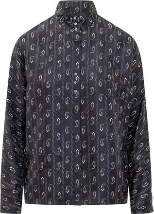 Tory Burch Femme, Blouses et Chemises, Bleu, Taille: 40 FR Jacquard Viscose and Silk Blouse