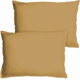 Matt & Rose 2 Taies doreiller Unies à Volant Coton LAVÉ | 100% Coton | Oeko-TEX | Lot de 2 Taies doreiller 50x70cm | Mixte | Miel