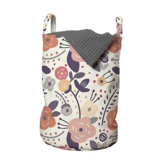 Abakuhaus Blume Wäschesack, Vintage Doodle Floral, Wäschekorb mit Griffen Kordelzugverschluss für Waschsalons, 33 cm breit x 49 cm hoch, Mehrfarbig