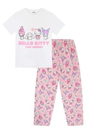 Hello Kitty Ensemble pyjama long pour femme et amis, blanc, 36-38