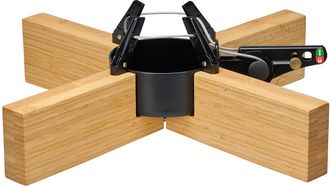 Krinner Design Christbaumständer Kopenhagen Bambus Holz für Baumhöhe bis 2,5m Moderne Weihnachtsbaumständer 50cm mit Rundum-Einseil-Technik