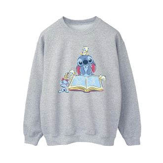 Disney Lilo & Stitch Reading A Book Sweatshirt f&uuml;r Damen (Grau)