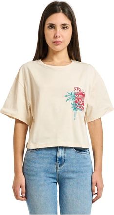 iBlues Femme, Tops, Beige, Taille: 42 FR T-shirt en jersey imprim&eacute; et brod&eacute;