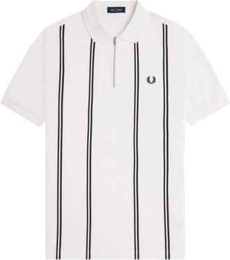 Fred Perry Homme, Tops, Blanc, Taille: M Piqu&eacute; Polo Half-Zip