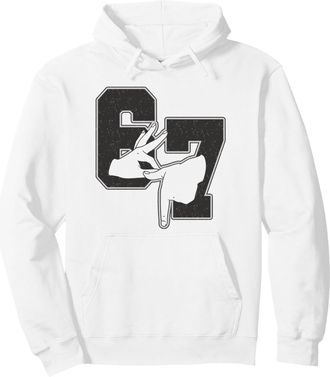 Trendy Apparel Gang Sign 67 Distressed Monochromatic Poster Pullover Hoodie