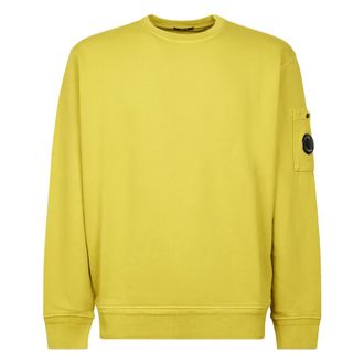 C.P. Company Cotton Diagonal Fleece Crewneck Lens Sweatshirt - - Sweatshirts & Hoodies - Herren - Gelb - L