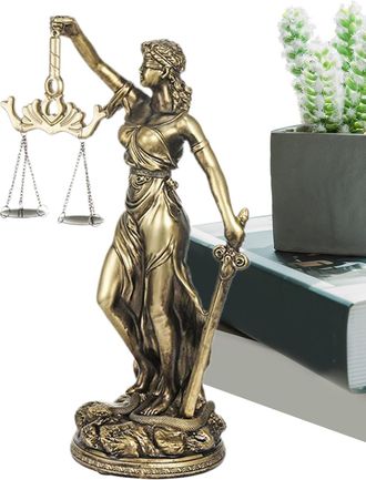 Generic Schreibtischstatue Lady Justice - Elegante Tischfigur aus Kunstharz, Gerechtigkeit mit verbundenen Augen und Waage, klassisches Anwaltskanzlei- | Symb