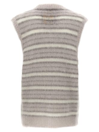 Marni Striped Mohair Blend Vest - Taupe