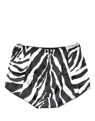 Dolce & Gabbana Womens Black White Zebra High Waist Girdle Panty Underwear And Silk Elastane Clothing