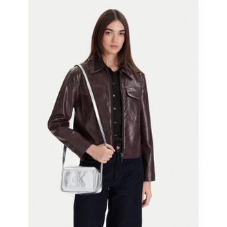 Calvin Klein Handtasche Calvin Klein Bold Ck Metallic Camera Bag LV04F3331G Silberfarben