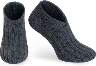 Knit Factory Miles Hausschuhe - Socken f&uuml;r Damen und Herren - Gestrickte Pantoffeln - Anthrazit - 36-40
