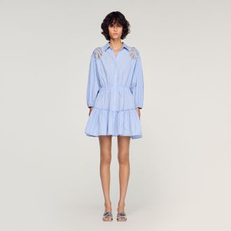 Sandro Robe courte en coton &agrave; rayures