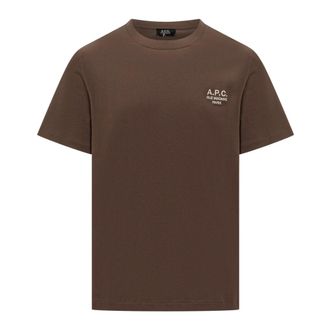 A.P.C. A.p.c., Homme, Tops, Brun, Taille: L T-Shirt avec Logo Brod&eacute;