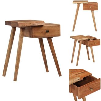 vidaXL Nachttisch Massivholz Akazie 45x32x55 cm - Nachttisch - Holznachtisch - Akasienholz - Vintage Stil - Landhaus Stil