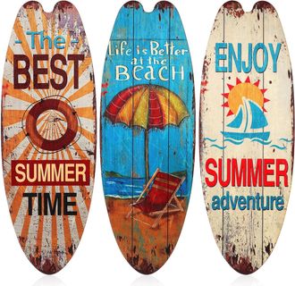 FOMIYES 3 St&uuml;ck Surfbrett Wanddekor Outdoor Stranddekoration mit Einzigartigen Mustern Farbbest&auml;ndig und Handwerklich Gefertigt Sommerliche Wanddeko f&uuml;r Stran