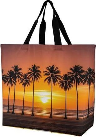 Generic Plage Tropicale Au Coucher Du Soleil Sac Fourre Tout Grand Tote Bag Pliable Sac Courses Pour Gym Plage Shopping