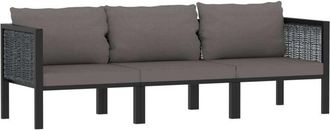 vidaXL 3-Sitzer-Sofa mit Auflage Anthrazit Poly Rattan Vidaxl