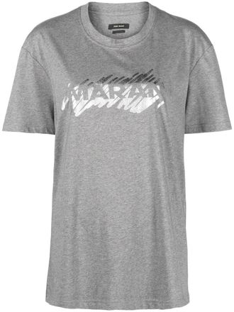 Isabel Marant T-Shirt aus Bio-Baumwolle mit Logo-Print - Grau