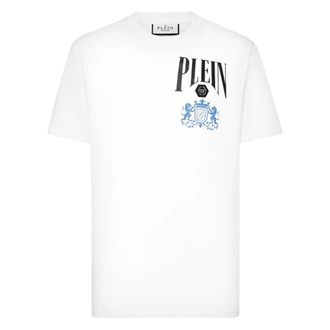 Philipp Plein Jersey T-shirt Rundhals SS Racing Club - - Tops - Herren - Wei&szlig; - 2XL