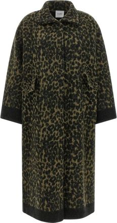 Nude Nude, Femme, Manteaux, Vert, Taille: 38 FR Animalier Long Coat