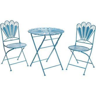 Beliani Bistro Set klappbar PAVIA Metall Blau