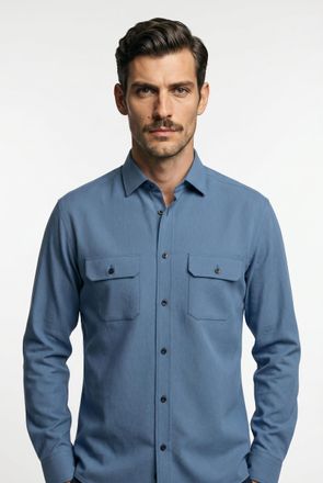 Olymp Langarmhemd OLYMP, Herren, Gr. XXL, N-Gr, blau, Cord, Obermaterial: 100% Baumwolle, regular fit, Manschette, Hemden, Feincord, Businesshemd, Kentkrage