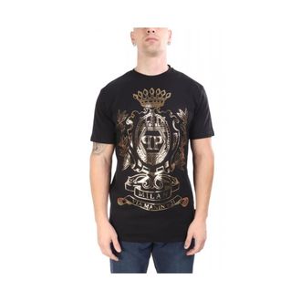 Philipp Plein Rundhals-T-Shirt Crest - - Tops - Herren - Schwarzk - L