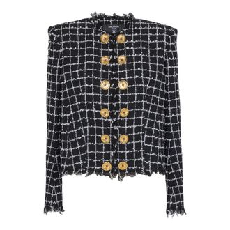 Balmain Cropped Tweedjacke - - Jackets - Damen - Schwarzk - M