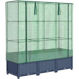 vidaXL Jardini&egrave;re sur&eacute;lev&eacute;e avec housse aspect rotin 120x40x138 cm vidaXL