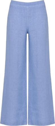 120% Lino Femme, Pantalons, Bleu, Taille: 40 FR Pantalon Large