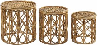 DKD Home Decor Dkd Home Decor - Auxiliary Table Set 3 Wicker 38x38x43.4 nat&uuml;rliches Weidenmaterial mehrfarbiger Farbfamilienhilfstabellen Details