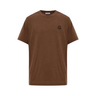 Moncler Homme, Tops, Brun, Taille: XL T-shirt en cuir