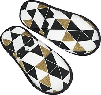 Generic Chaussons Femme Homme Triangles En Or Blanc Noir Maison Pantoufles Antid&eacute;rapant Pantoufles En Peluche Peluche Chaussures DInt&eacute;rieur Pour H&ocirc;tel Int&eacute;rie
