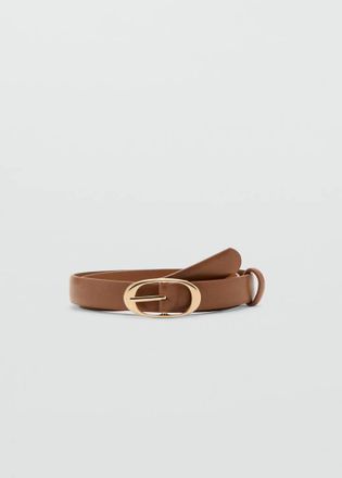 Mango Ceinture boucle ovale caramel - Femme - XL - MANGO