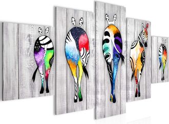 Runa Art Bild Wohnzimmer Schlafzimmer Zebra 5 Teilig Abstrakt Grau Bunt Wandbilder auf Vlies Leinwand 034053c